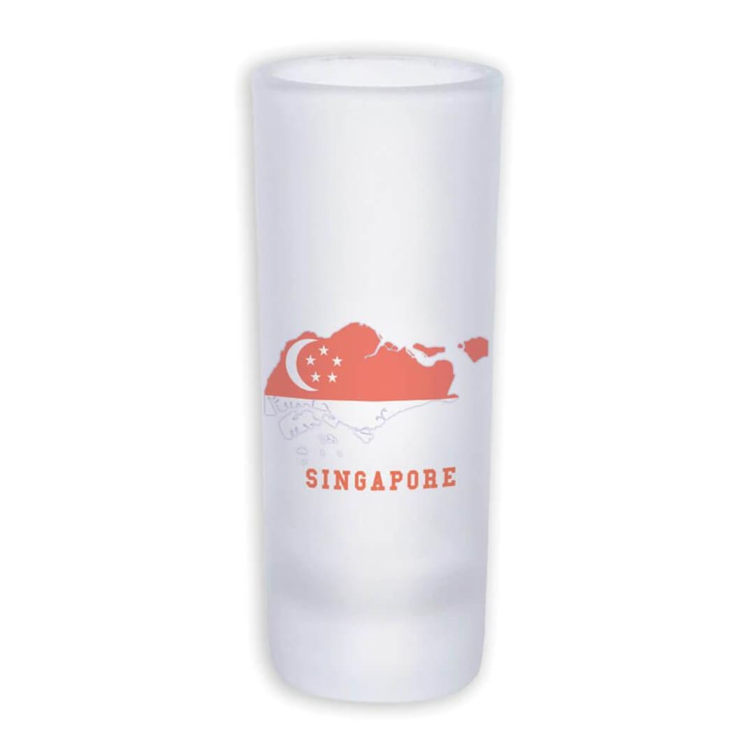Singapore MAP Flag Frosted Shot Glass Tall Gift Singaporean Epat ...