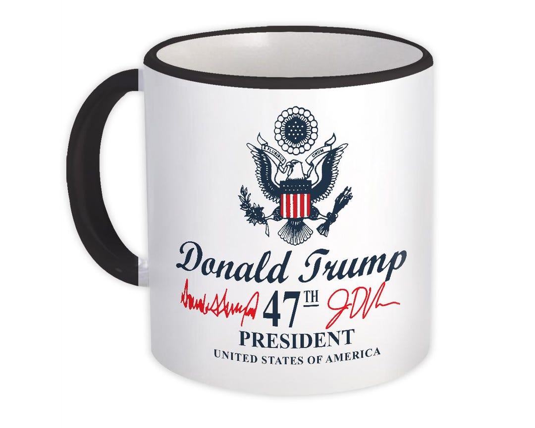 Signature Trump Mug Presidencial Seal 47th President Black Rim Handle ...