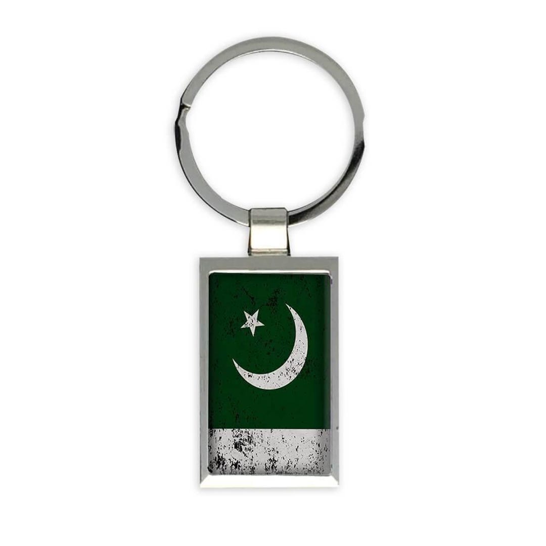 Pakistan Gift Rectangular Keychain Flag Retro Artistic Pakistani Expat ...