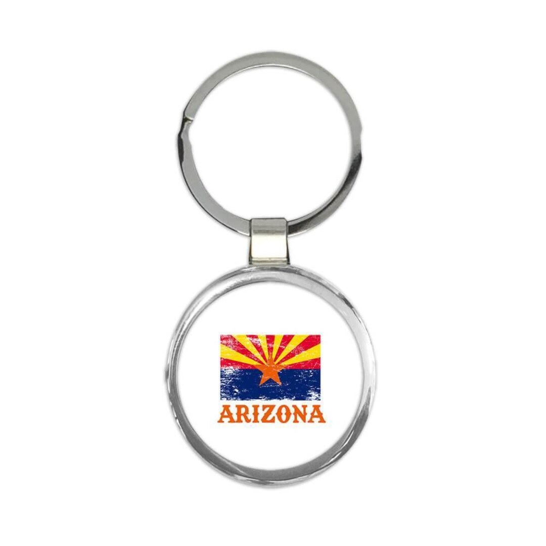 Arizona Gift Round Keychain Flag Distressed Souvenir State USA ...
