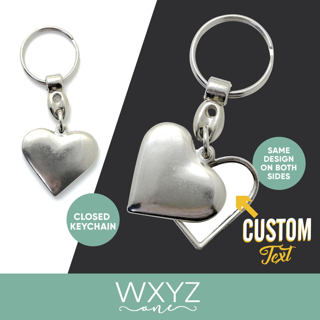 Custom Heart Keychain, Personalized Heart Keychain, Wedding Keychain ...
