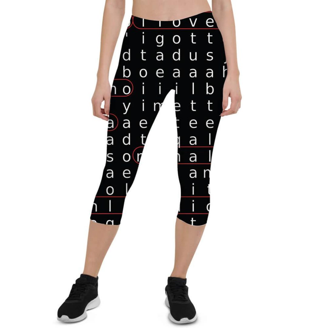 Crossword Puzzle Pattern Capri Leggings Gift Romantic Love You ...