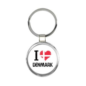 I Love Denmark Gift Round Keychain Heart Flag Country Crest Danish ...