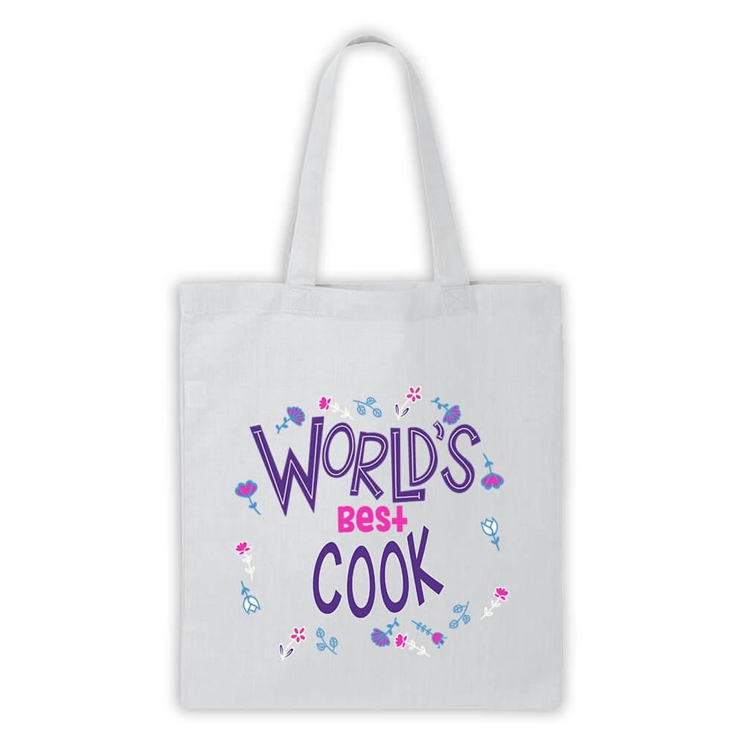 Worlds Best COOK Standard Tote Bag Gift Great Floral Profession ...
