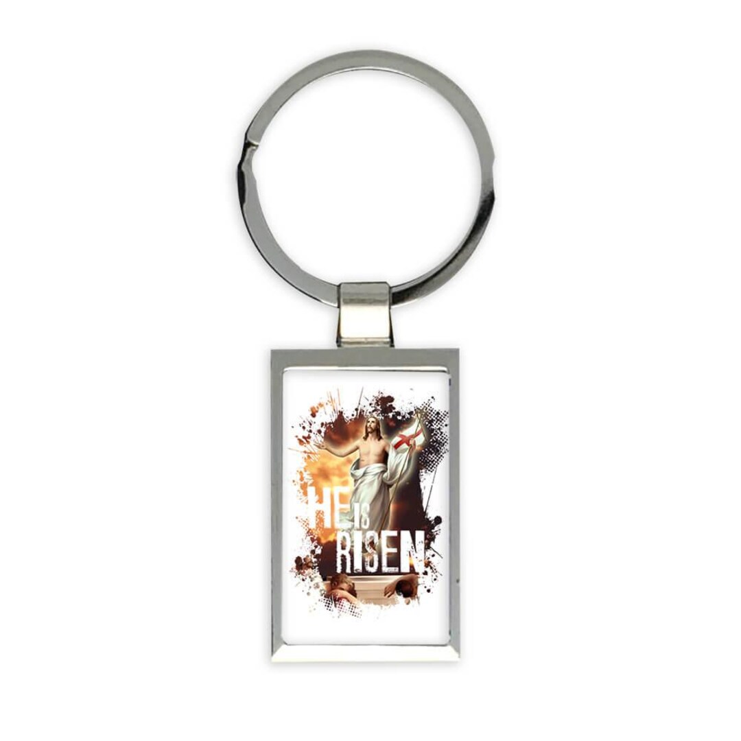 He is Risen Jesus Resurrection Gift Rectangular Keychain Easter ...