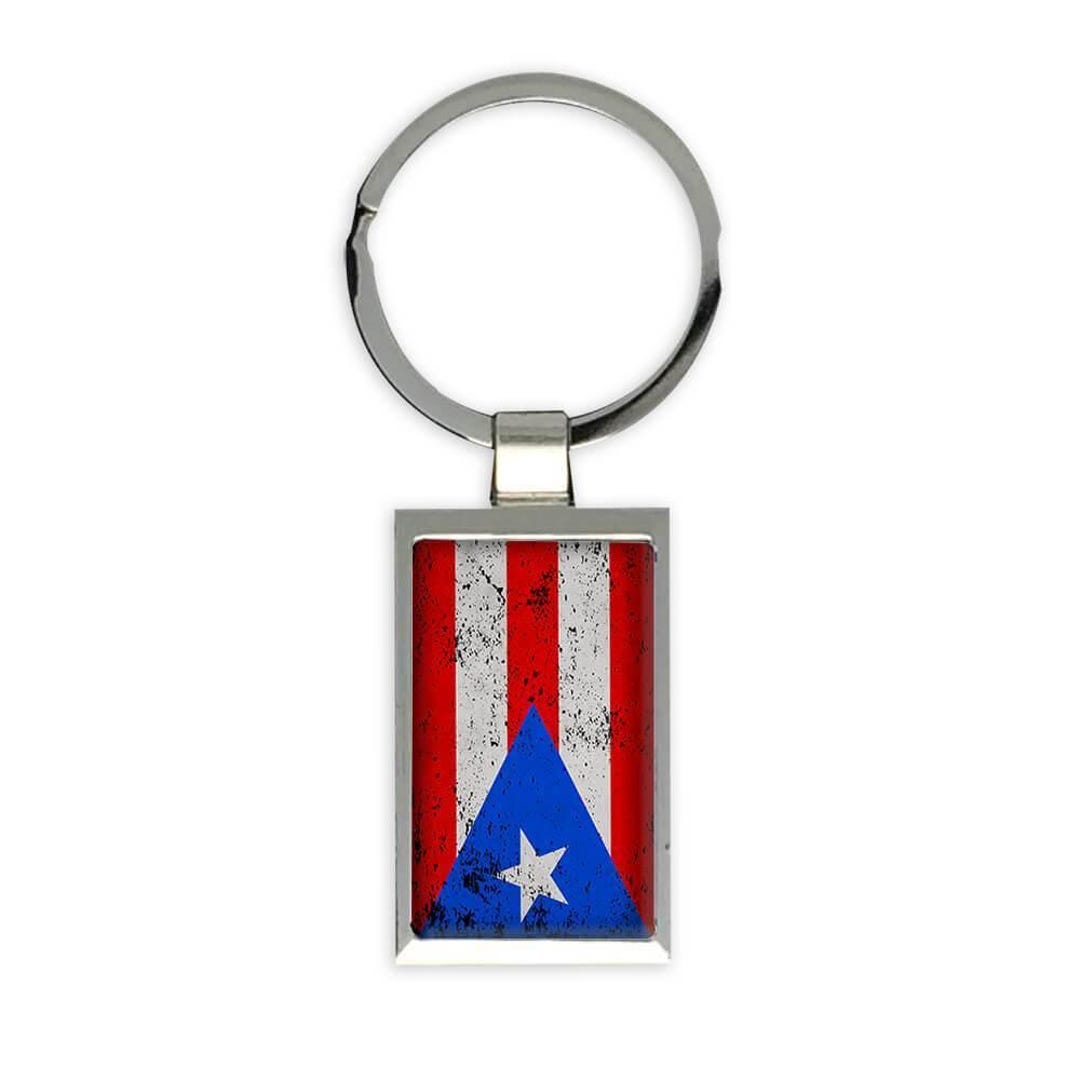 Puerto Rico Gift Rectangular Keychain Flag Retro Artistic Puerto Rican ...