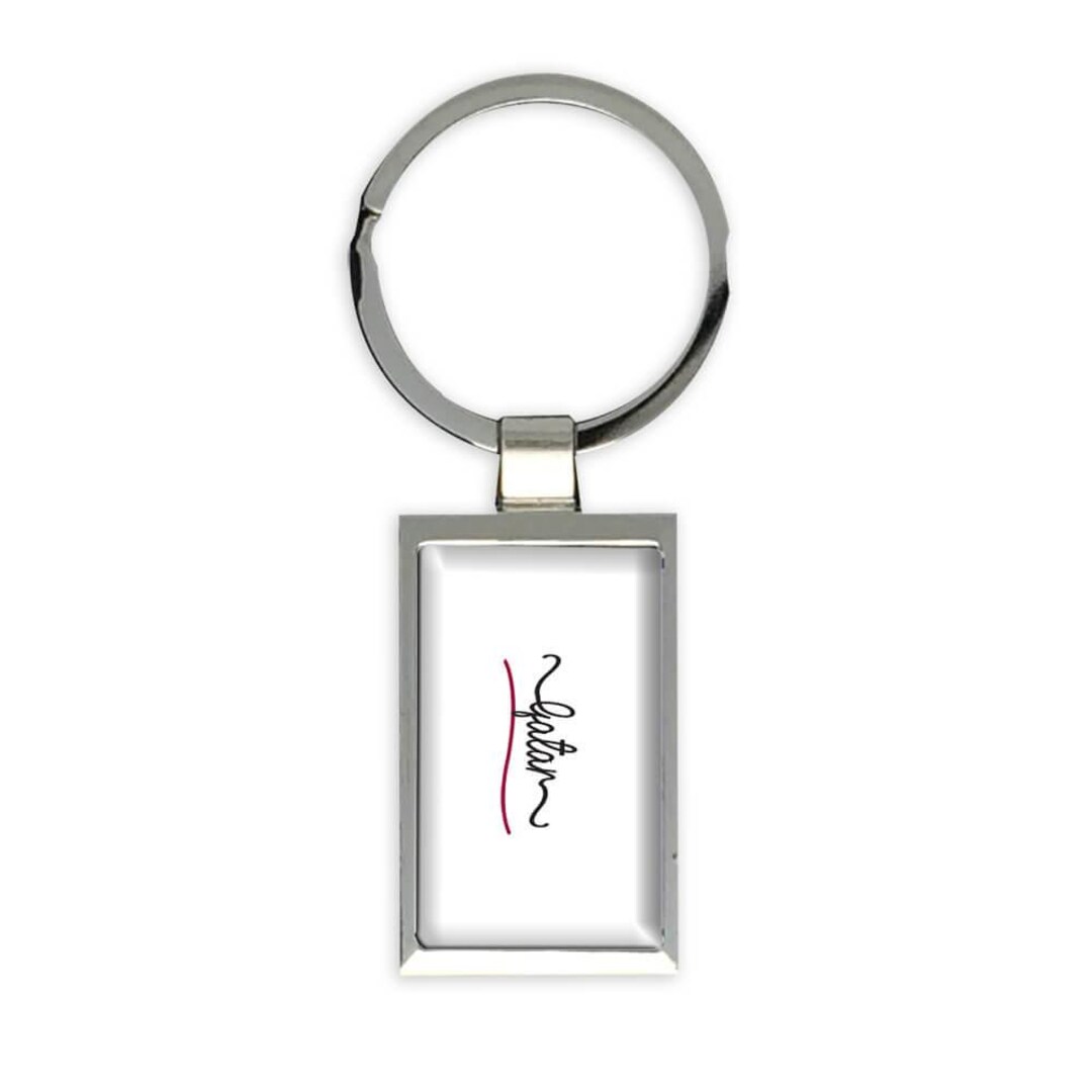 Qatar Flag Colors Gift Rectangular Keychain Qatari Travel Expat Country ...
