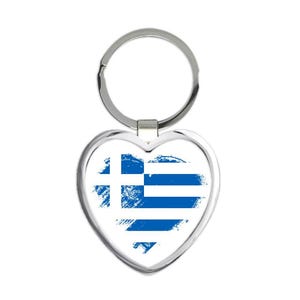 Greek Heart Gift Heart Keychain Greece Country Expat Flag Patriotic ...