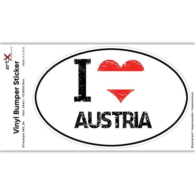 I Love Austria Sticker Gift Heart Flag Country Crest Austrian Expat ...
