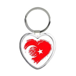 Turkish Heart Gift Heart Keychain Turkey Country Expat Flag Patriotic ...