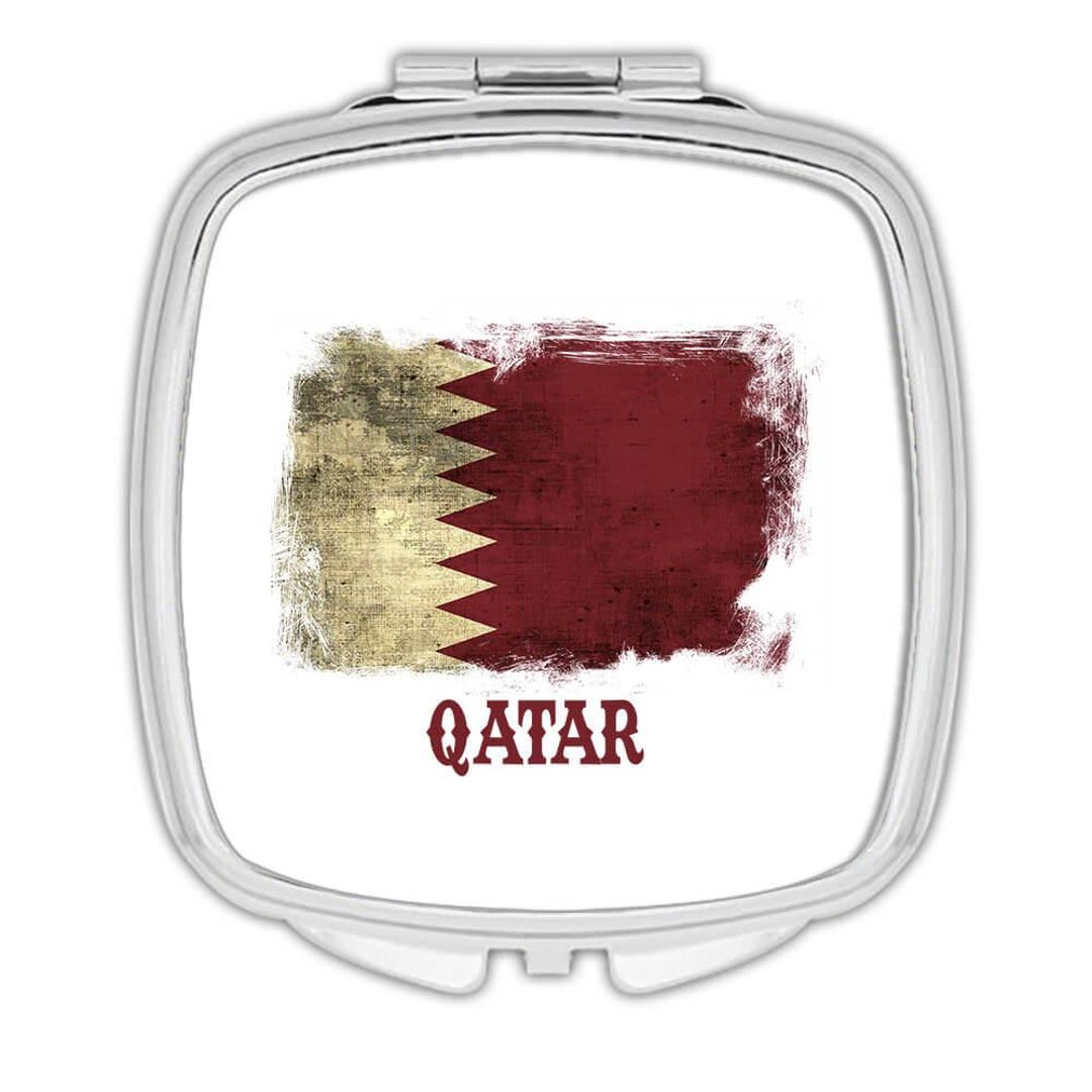 Qatar Qatari Flag Compact Mirror Gift Distressed Art Asia Asian Country ...