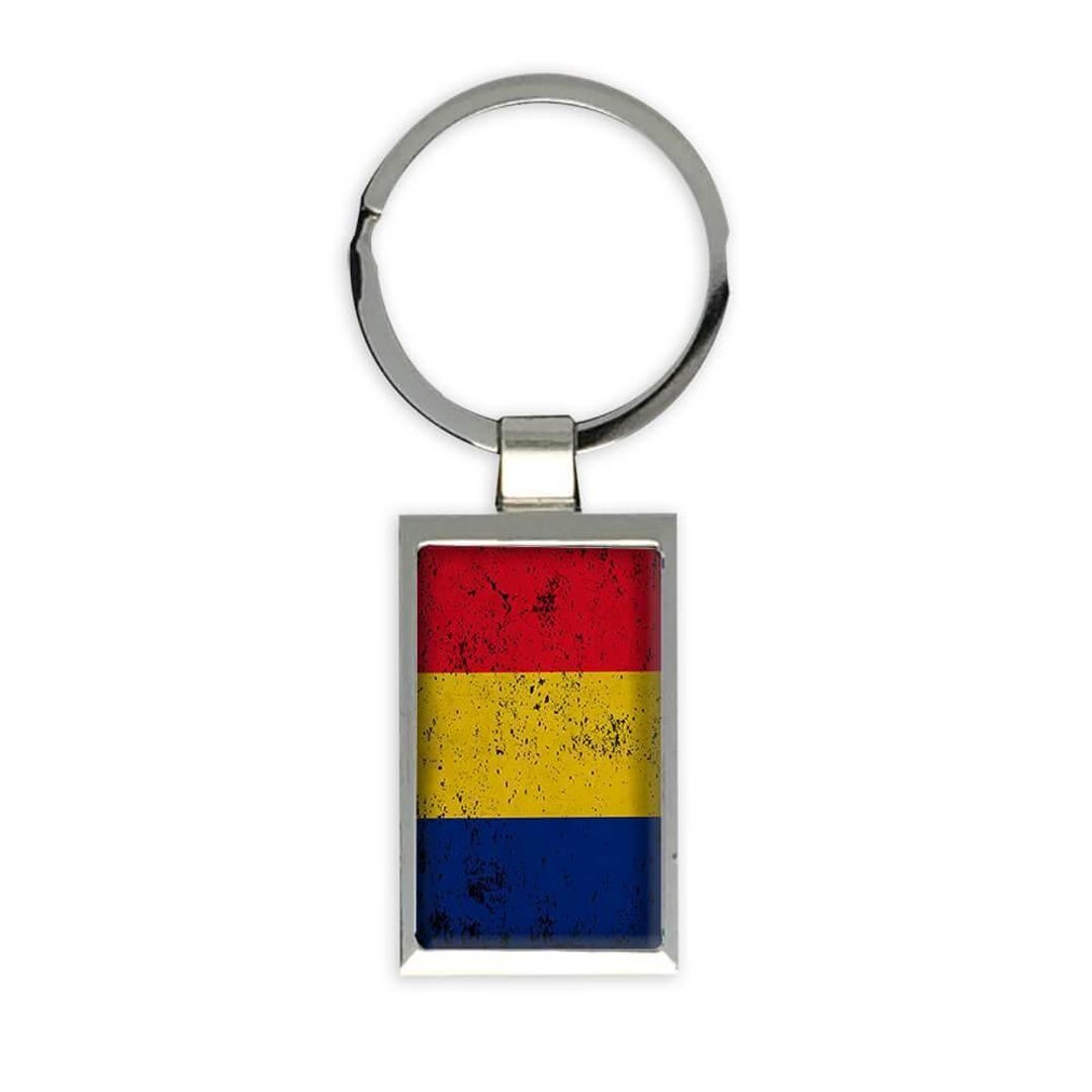 Romania Gift Rectangular Keychain Flag Retro Artistic Romanian Expat ...