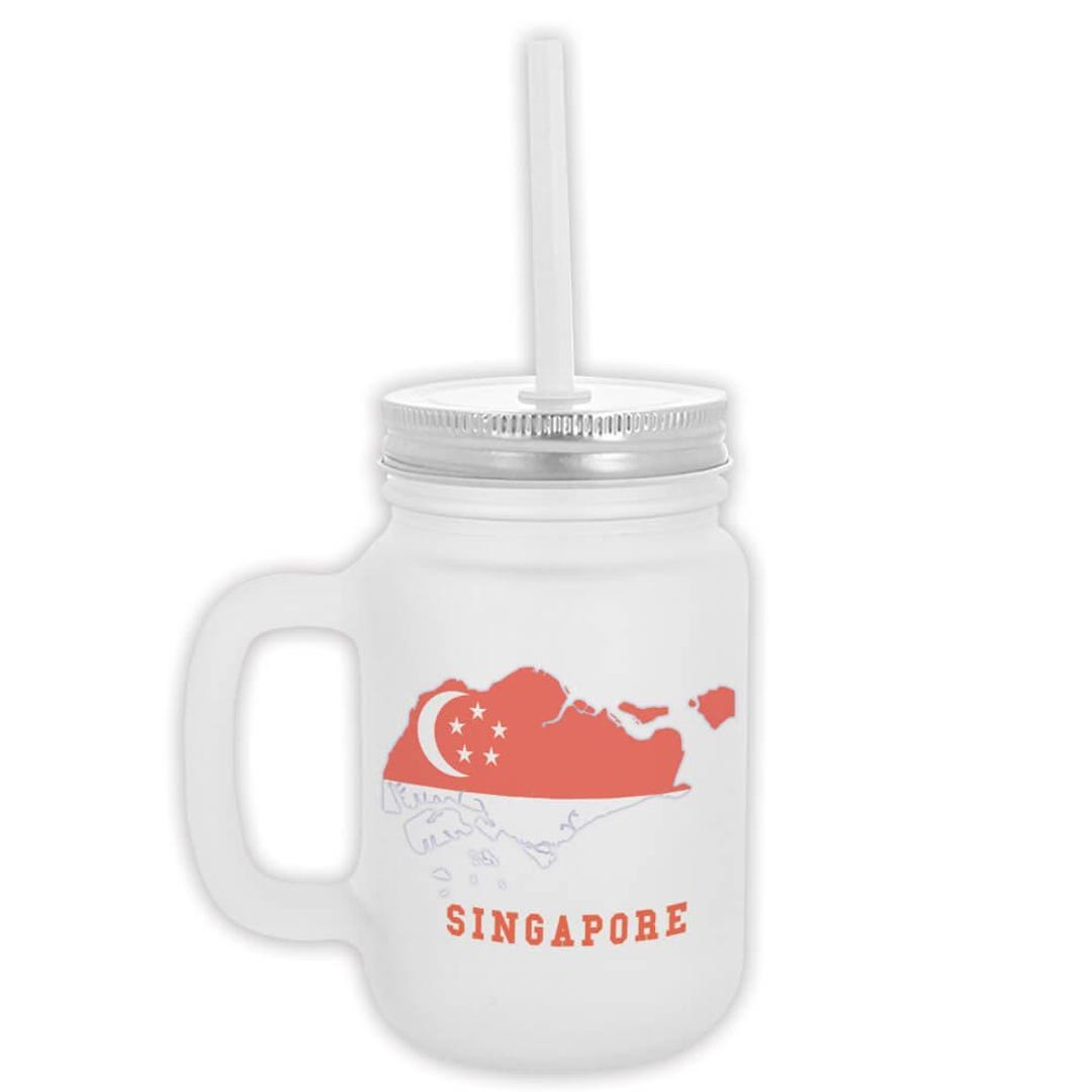 Singapore MAP Flag Frosted Mason Jar Gift Singaporean Epat Country ...