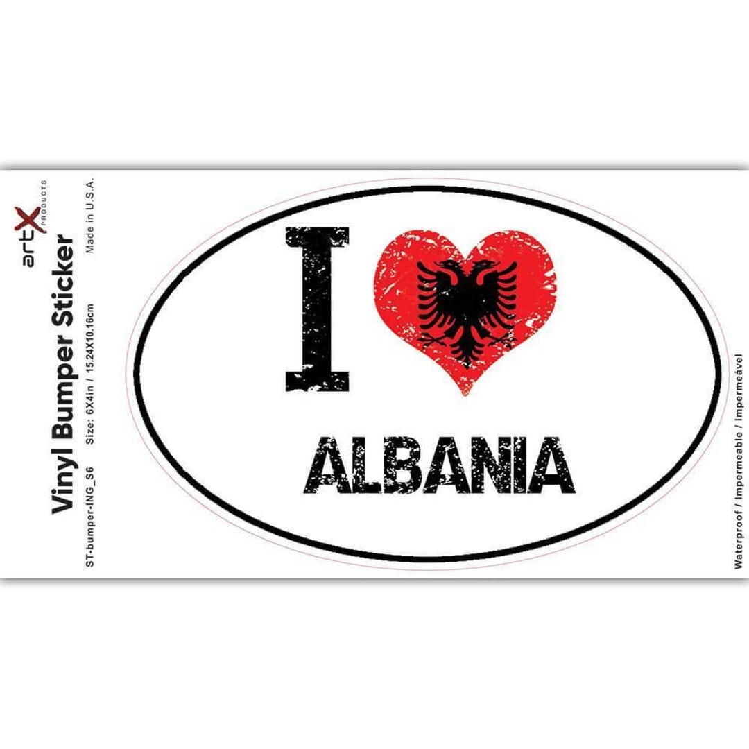 I Love Albania Sticker Gift Heart Flag Country Crest Albanian Expat - Etsy