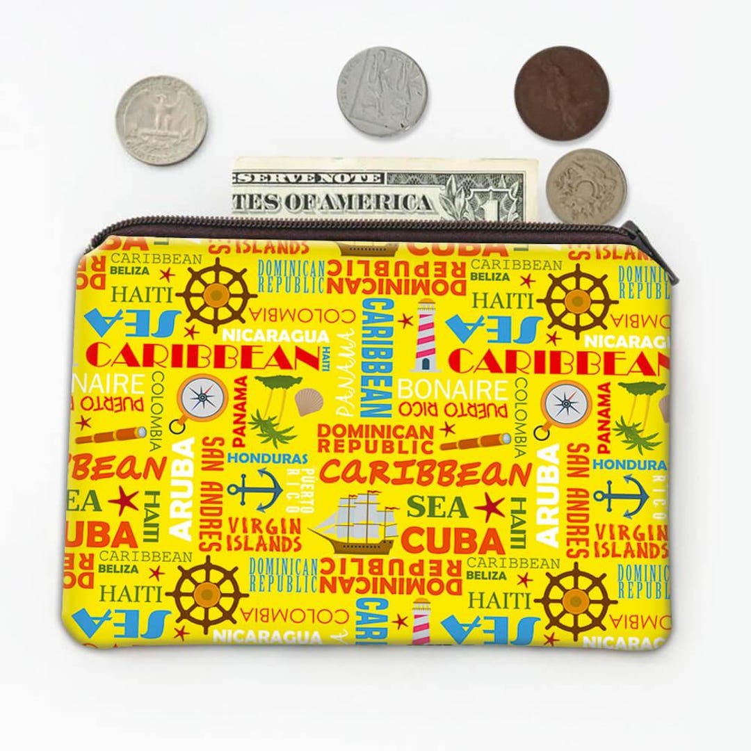 Caribbean Pattern Coin Purse Gift Traveler Adventure Holiday Sea ...