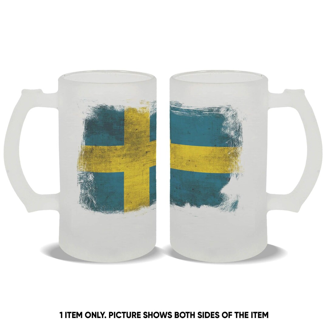 Sweden Frosted Beer Mug Gift Distressed Flag Vintage Swedish Expat ...