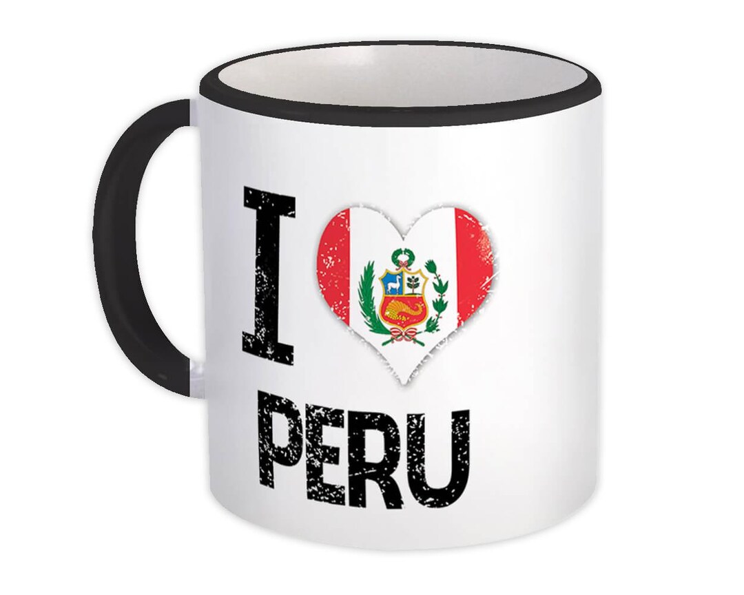 I Love Peru Mug Gift Heart Flag Country Crest Peruvian Expat - Etsy