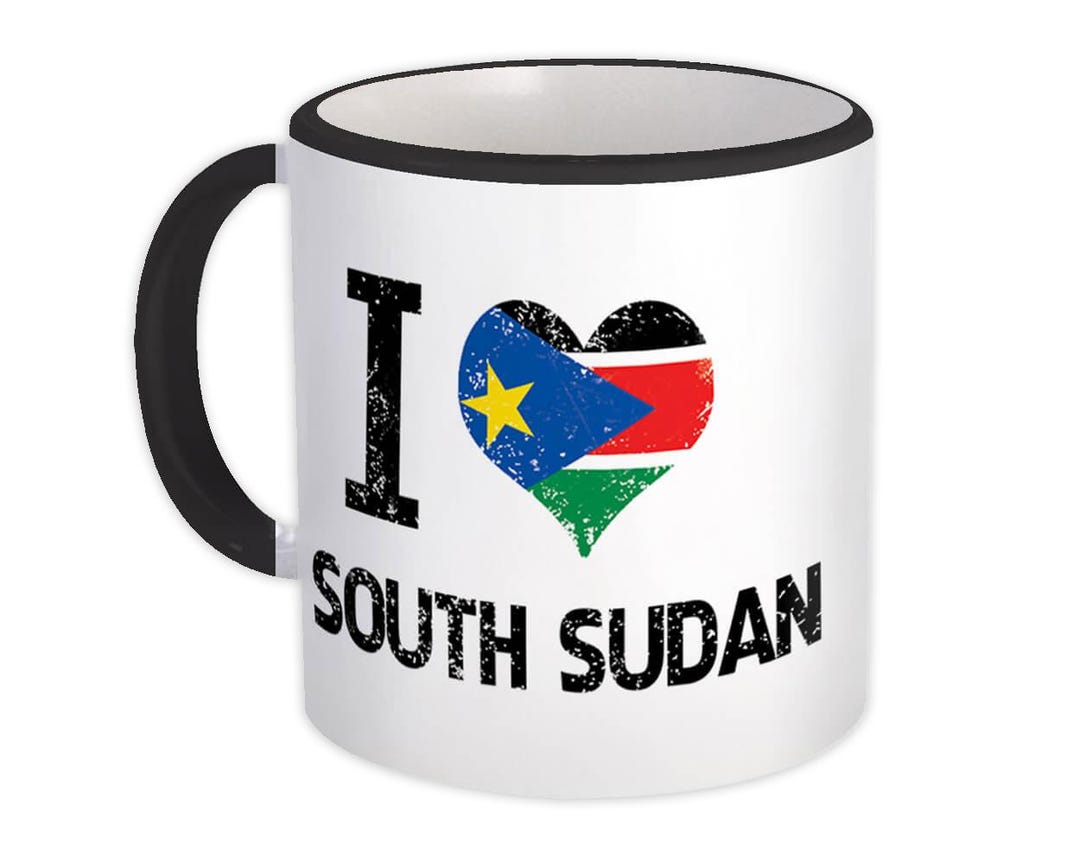 I Love South Sudan Mug Gift Heart Flag Country Crest South Sudanese ...