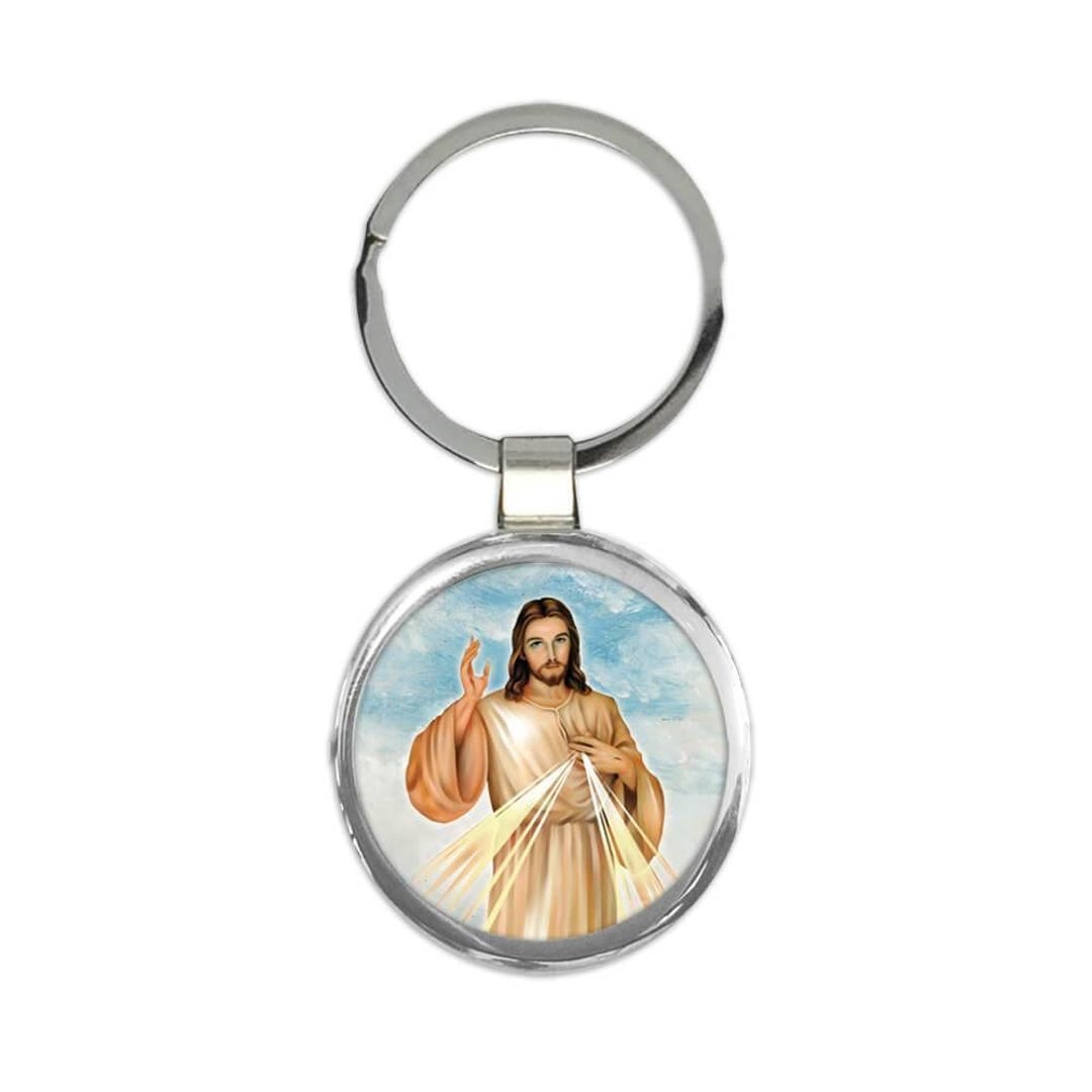Merciful Jesus Gift Round Keychain Catholic Religious Divine Mercy ...