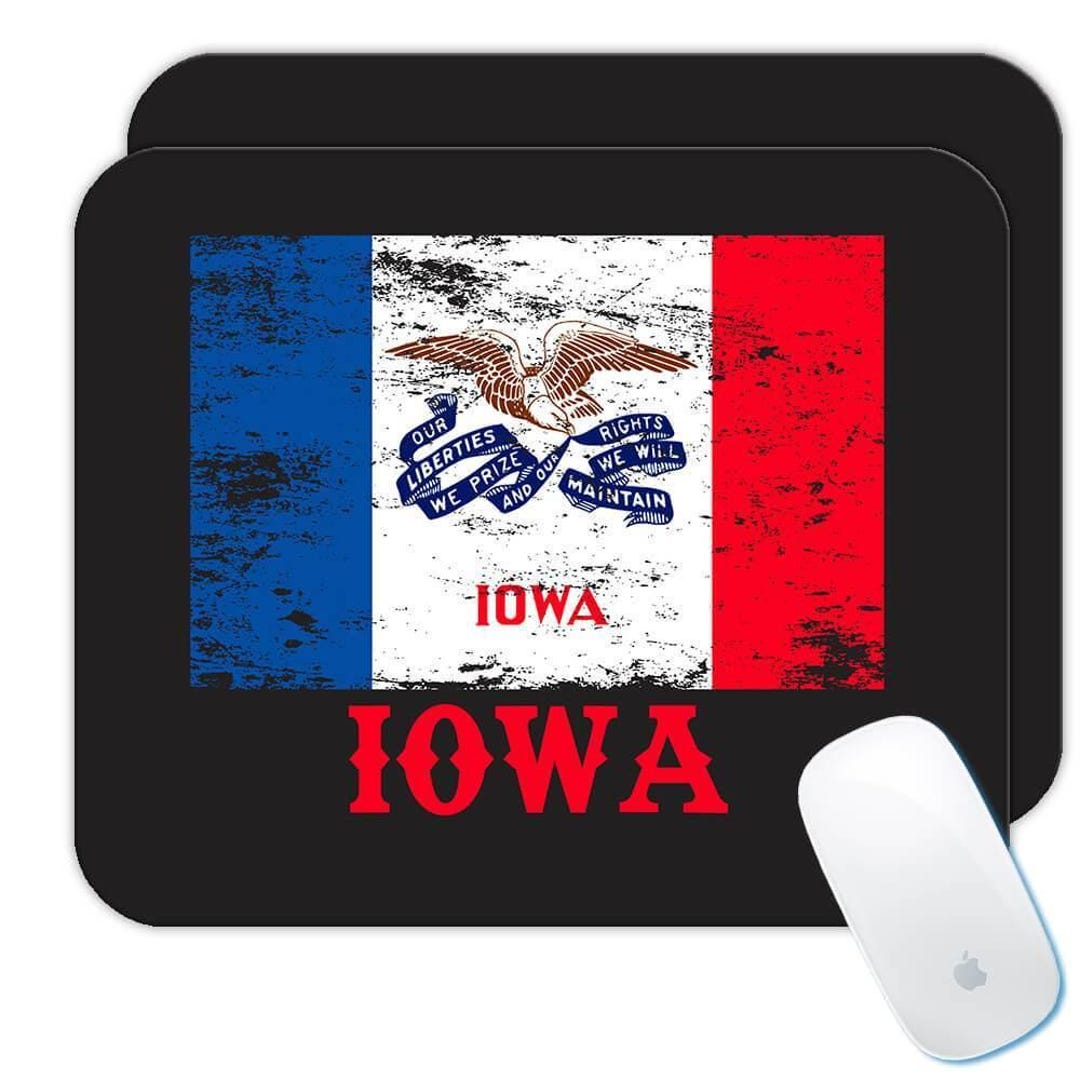 Iowa Mousepad Gift Flag Distressed Souvenir State USA Christmas ...