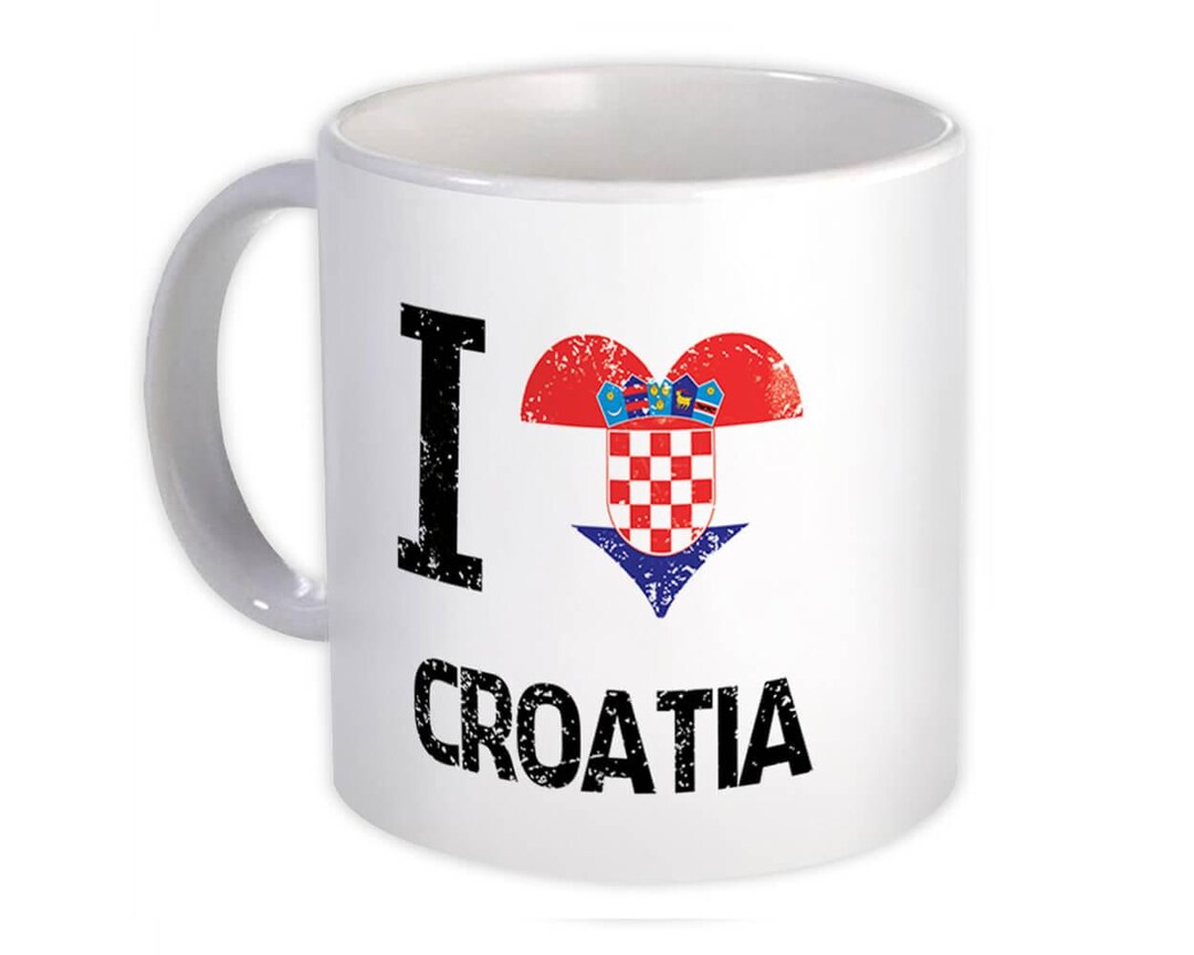 I Love Croatia Mug Gift Heart Flag Country Crest Croatian Expat - Etsy