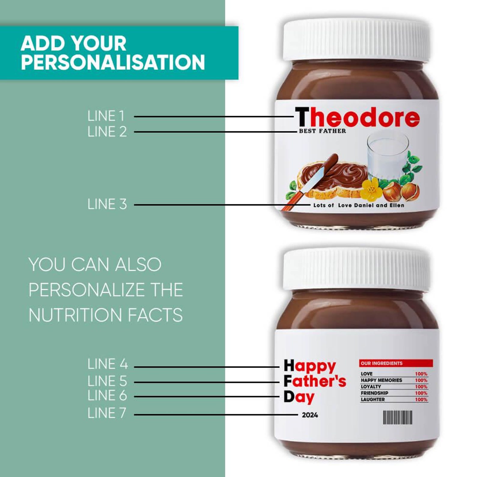 Personalized Label for Fathers Day Nutella Jars Sticker Vinyl ...