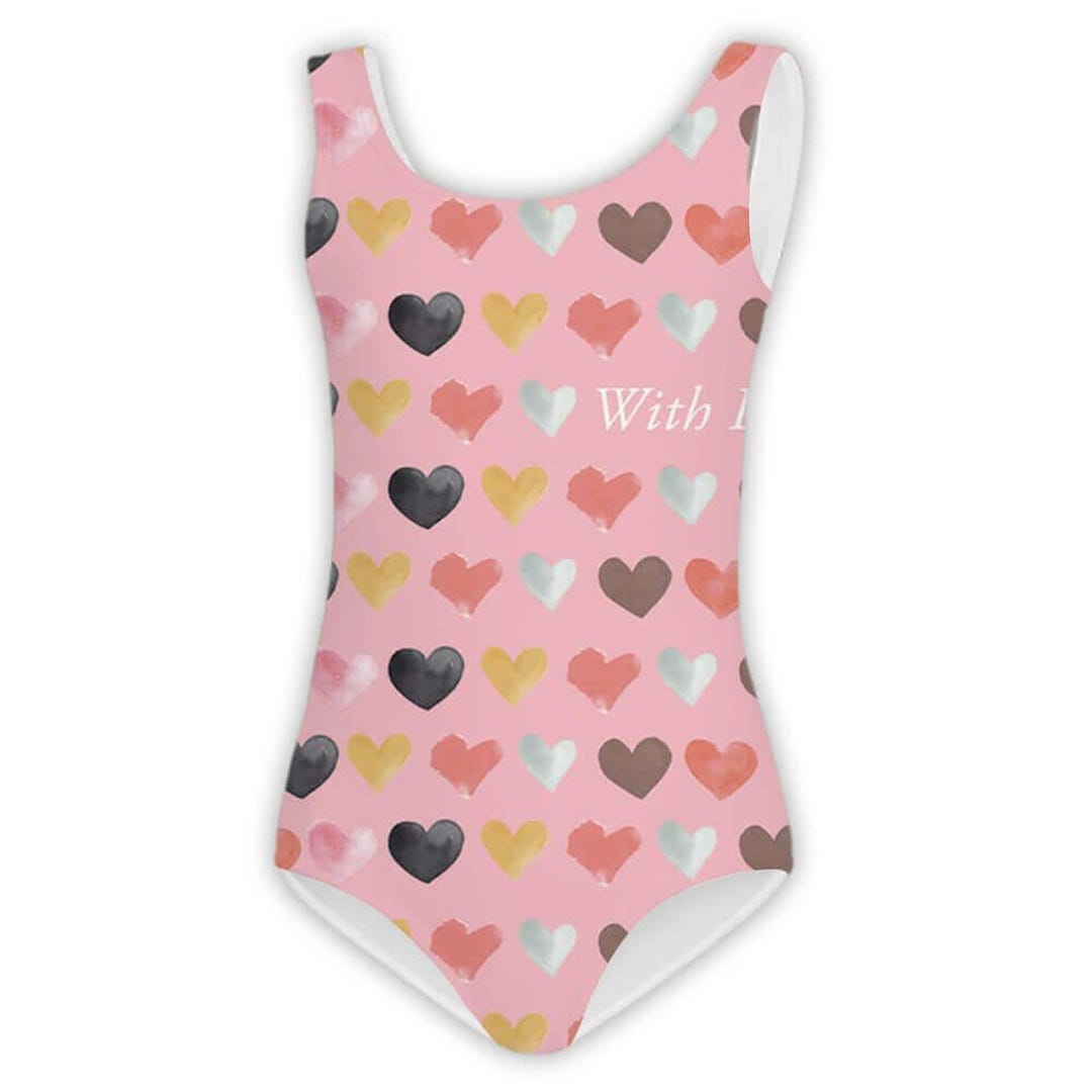 Personalized Watercolor Hearts Valentines Day Kids Swimsuit Gift Soft ...