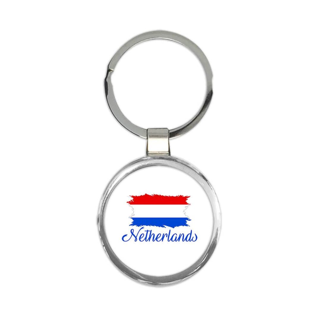 Netherlands Flag Gift Round Keychain Dutch Country Expat - Etsy