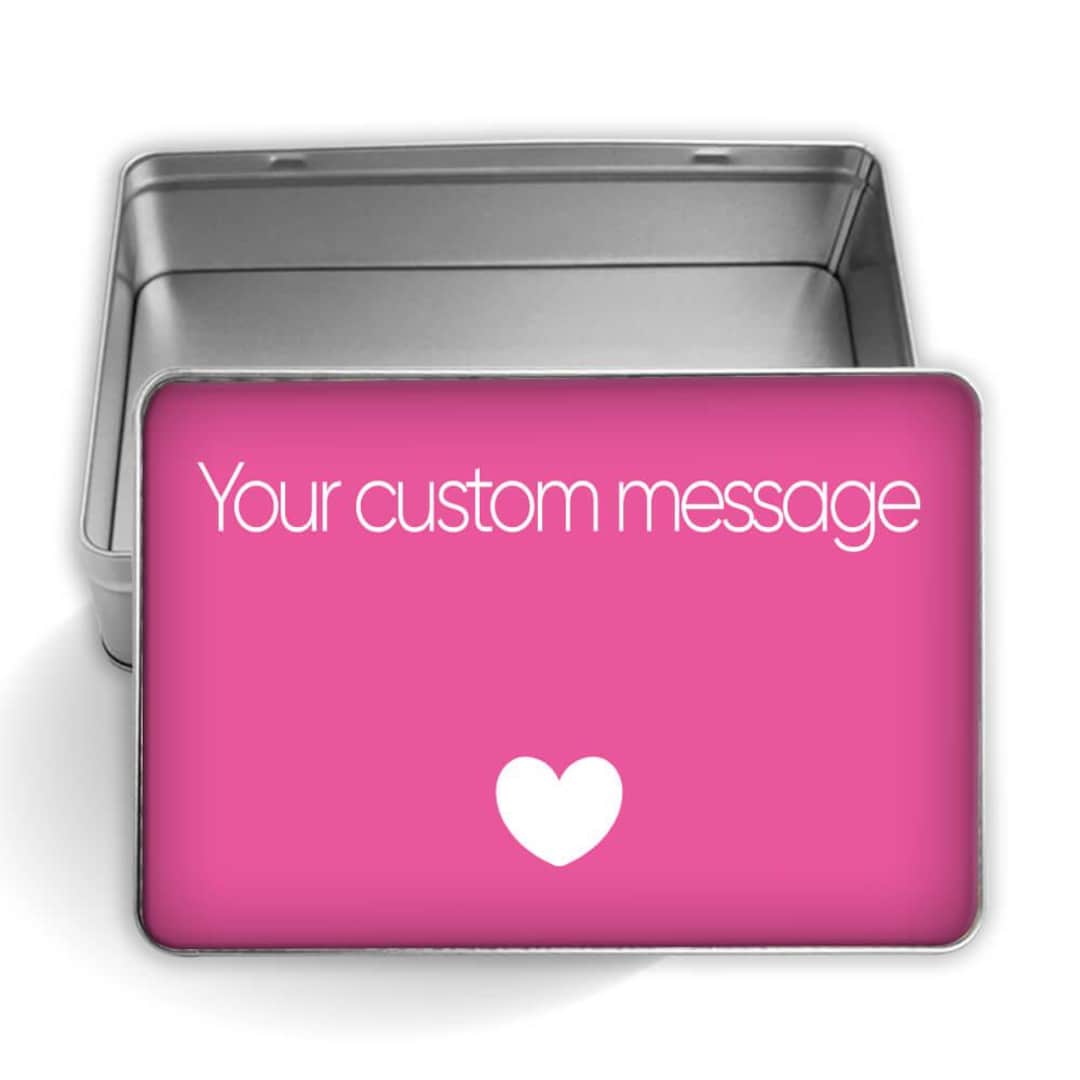 Your Custom Message Heart Rectangular Tin Box Gift Personalized ...