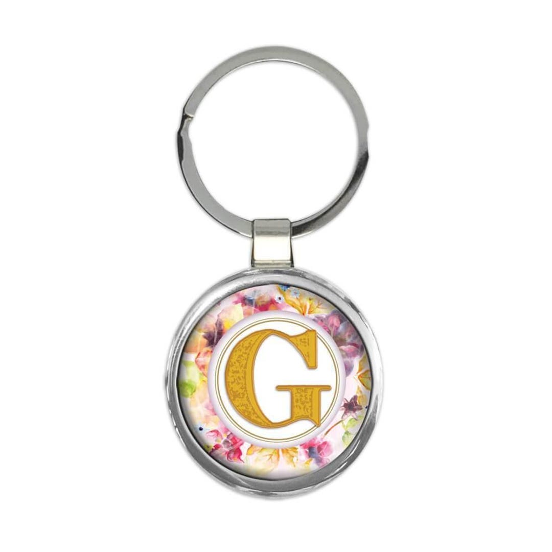 Monogram Letter G Gift Round Keychain Name Initial Alphabet ABC - Etsy