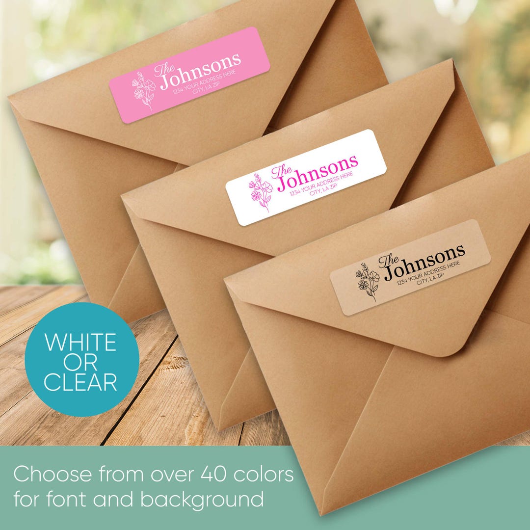100-500 Personalized Vinyl Return Address Labels Sending Mail Custom ...