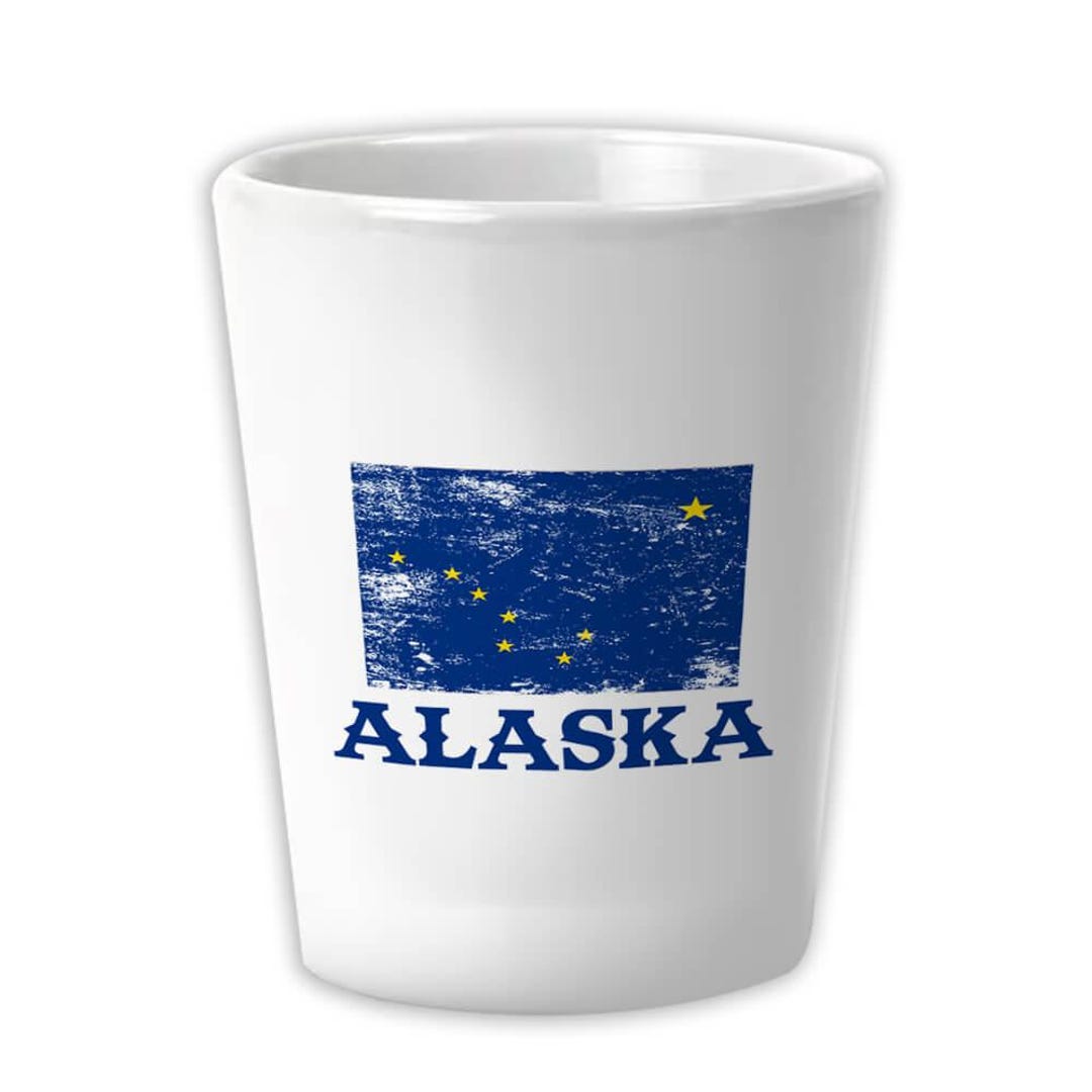 Alaska Ceramic Shot Glass Gift Flag Distressed Souvenir State USA ...