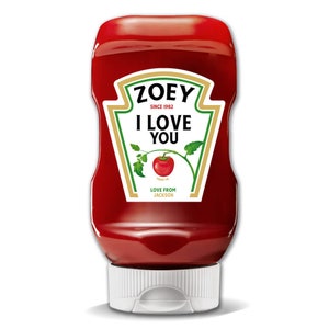 Personalized Label for Valentines Ketchup Bottle Custom Love You From ...