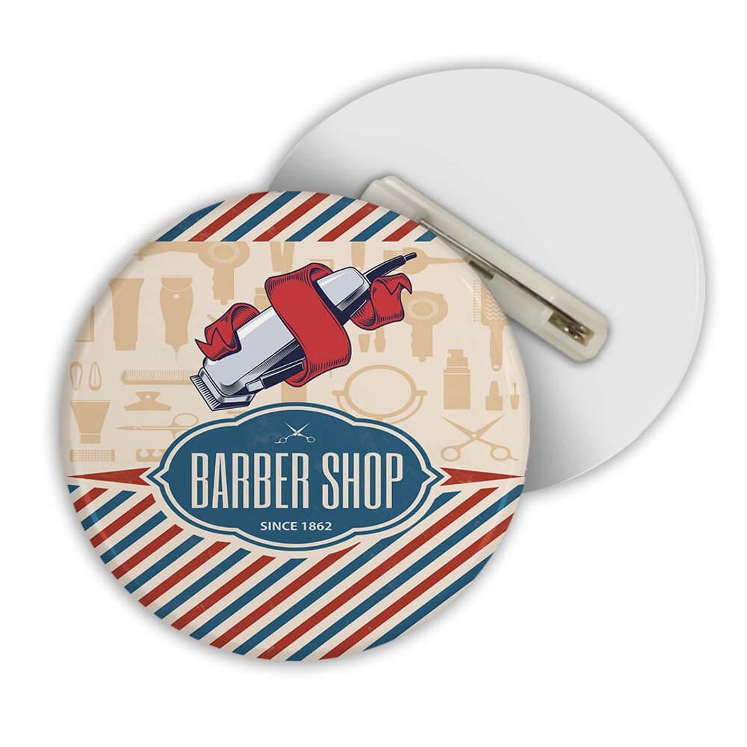 Shaving Machine Retro Stripes Poster Buttons RFP Gift for Barber ...