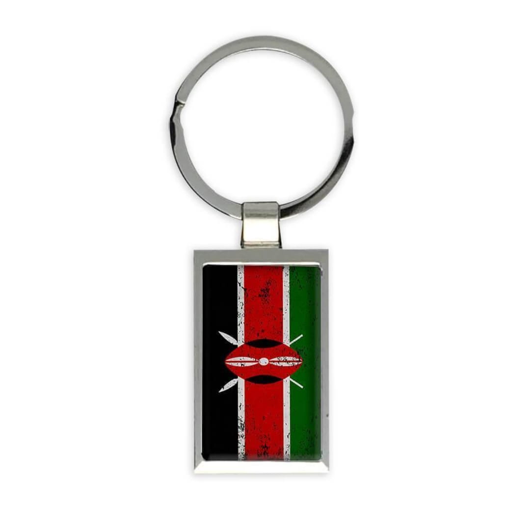 Kenya Gift Rectangular Keychain Flag Retro Artistic Kenyan Expat ...