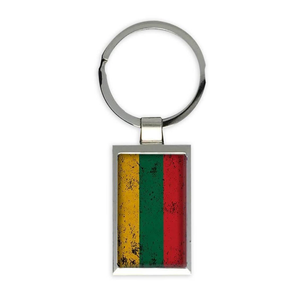 Lithuania Gift Rectangular Keychain Flag Retro Artistic Lithuanian ...
