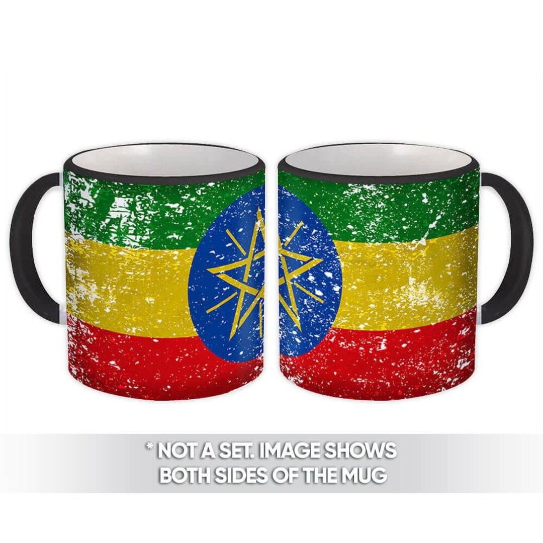 Ethiopia Mug Gift Flag Retro Artistic Ethiopian Expat Country - Etsy