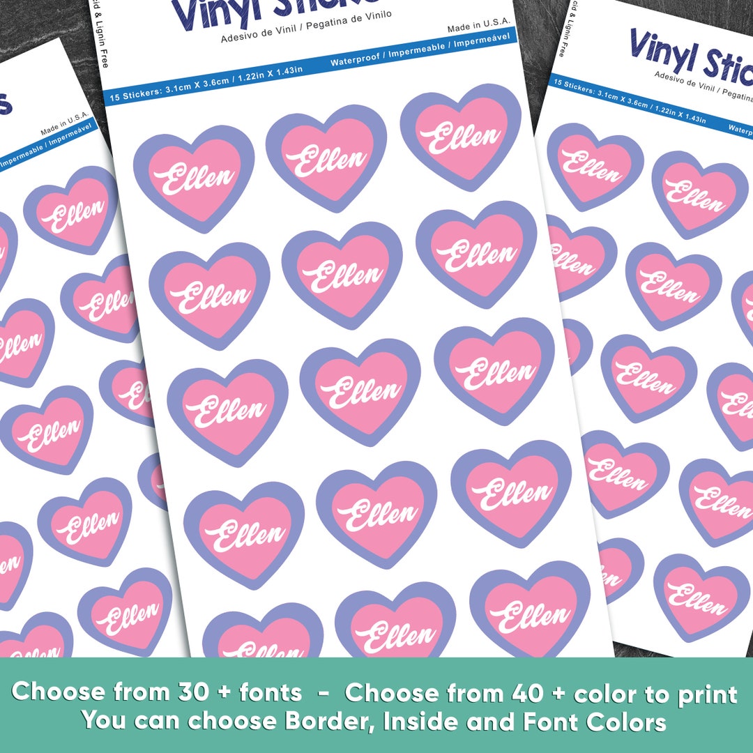 Personalized Heart Sheet Stickers Bulk Custom Heart Sticker Hobby ...