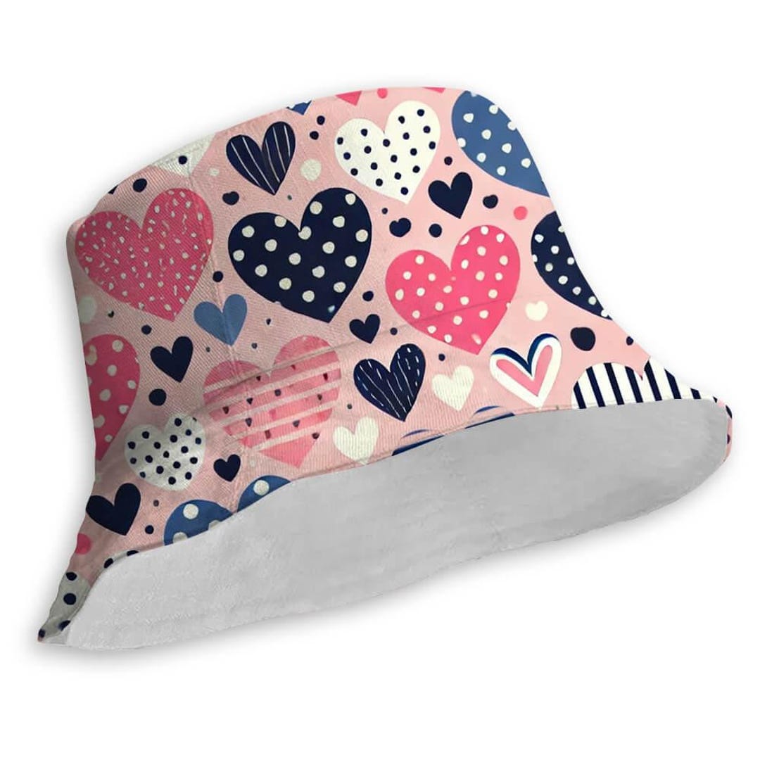 Personalized Red Hearts With Love Text Valentines Day Bucket Hat Gift ...