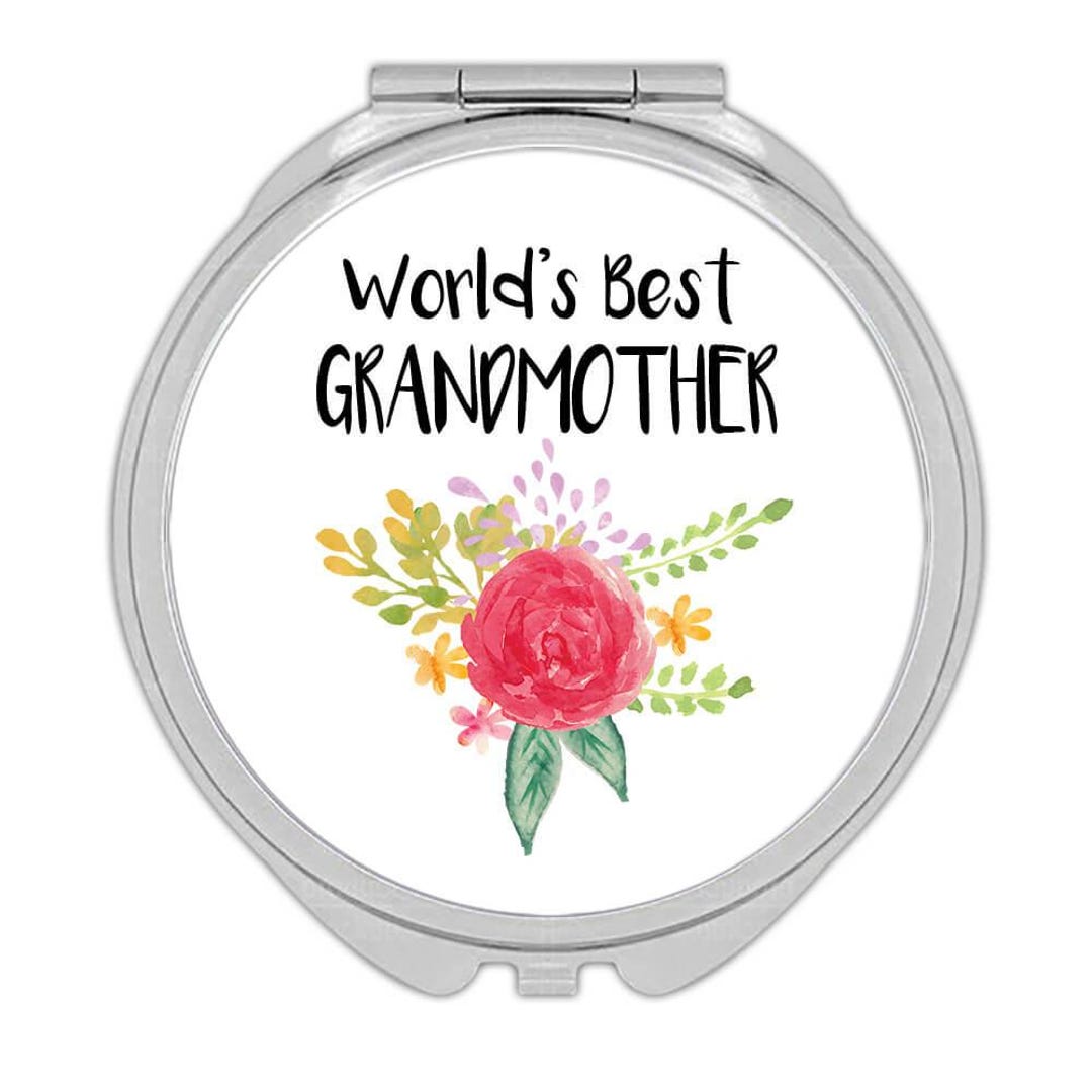 Worlds Best Grandmother Compact Mirror Gift Family Cute Flower ...