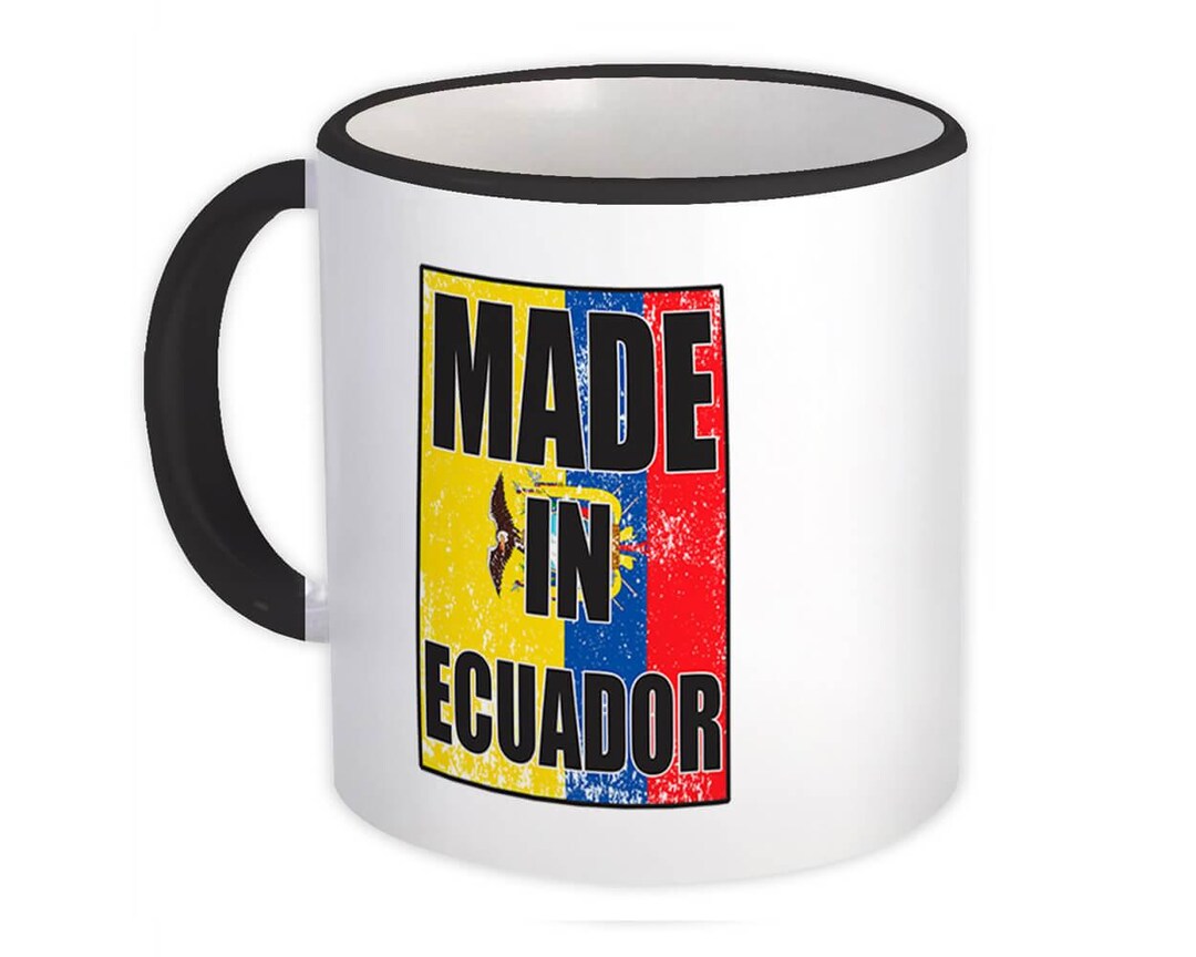 Made in Ecuador Mug Gift Flag Retro Artistic Ecuadorian Expat Country ...