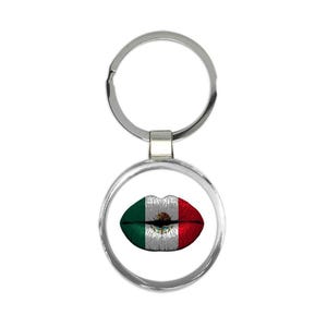 Lips Mexican Flag Gift Round Keychain Mexico Expat Country for Her ...
