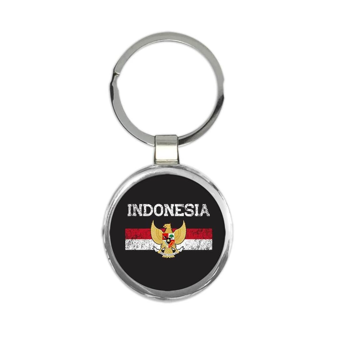 Indonesia Crest Gift Round Keychain Country Flag Indonesian Souvenir ...
