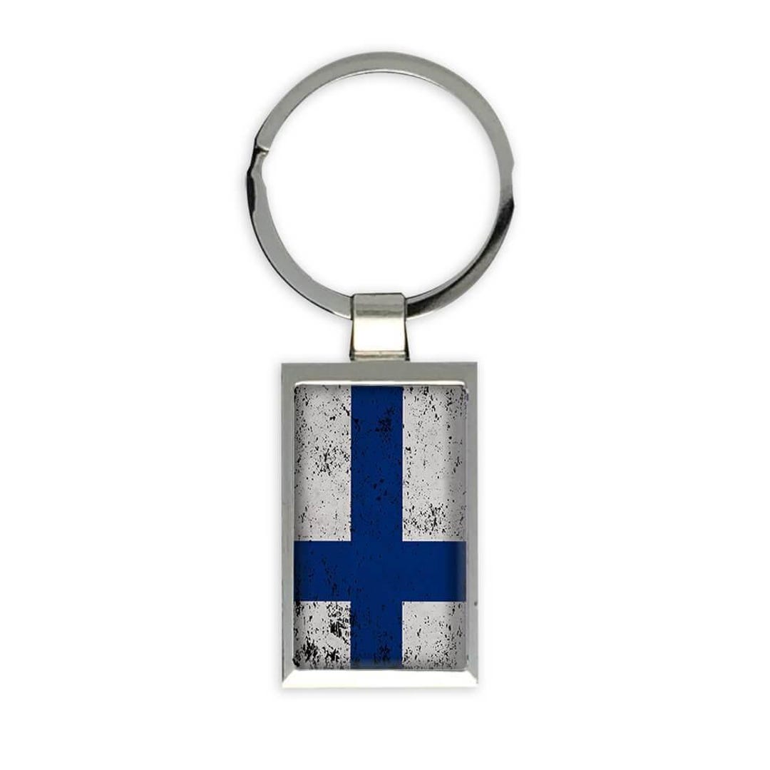 Finland Gift Rectangular Keychain Flag Retro Artistic Finnish Expat ...