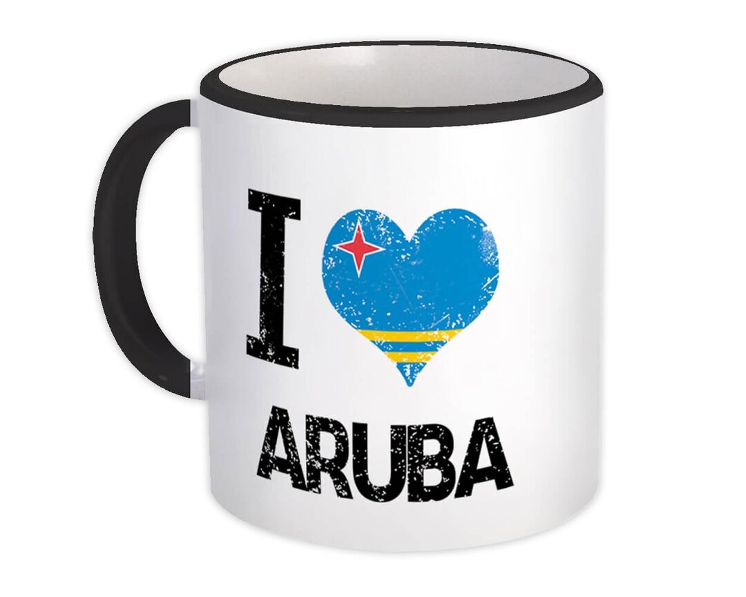 I Love Aruba Mug Gift Heart Flag Country Crest Expat - Etsy