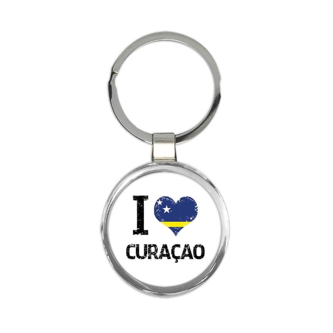 I Love Curacao Gift Round Keychain Heart Flag Country Crest Expat - Etsy