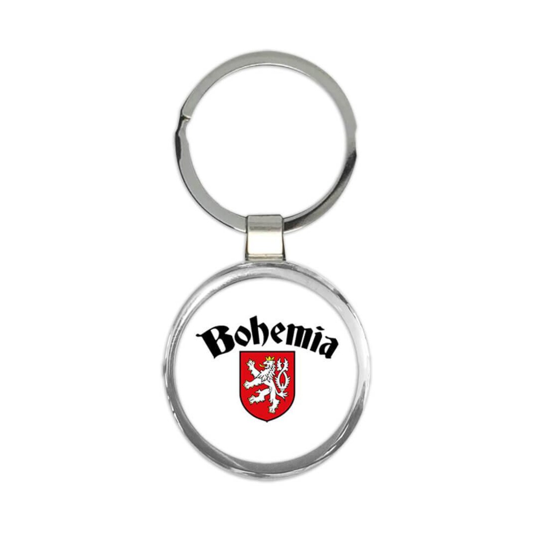 Bohemia Czech Republic Gift Round Keychain Lion Coat of Arms Crystals ...