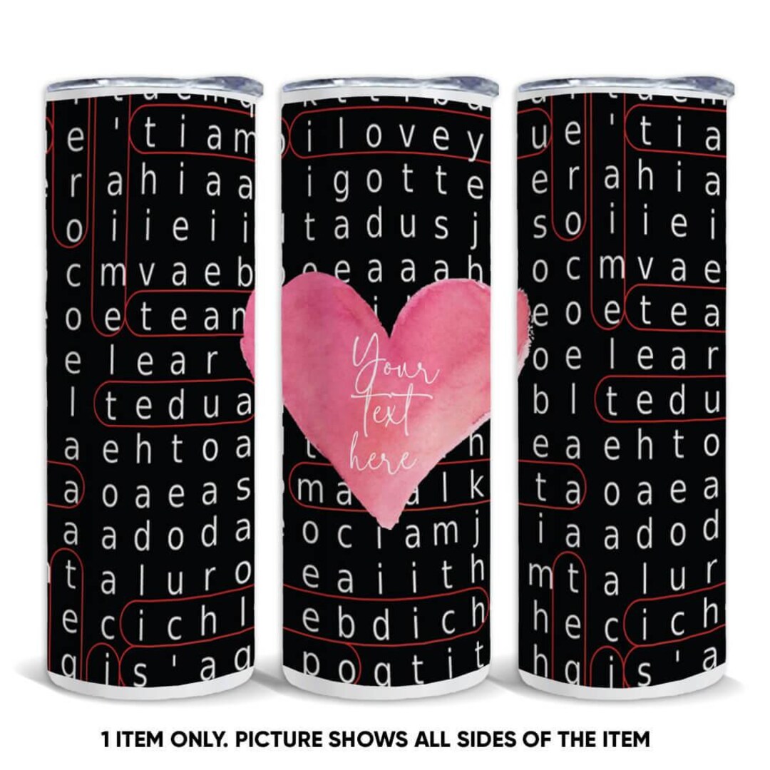 Crossword Puzzle Pattern Skinny Tumbler Gift Romantic Love You ...
