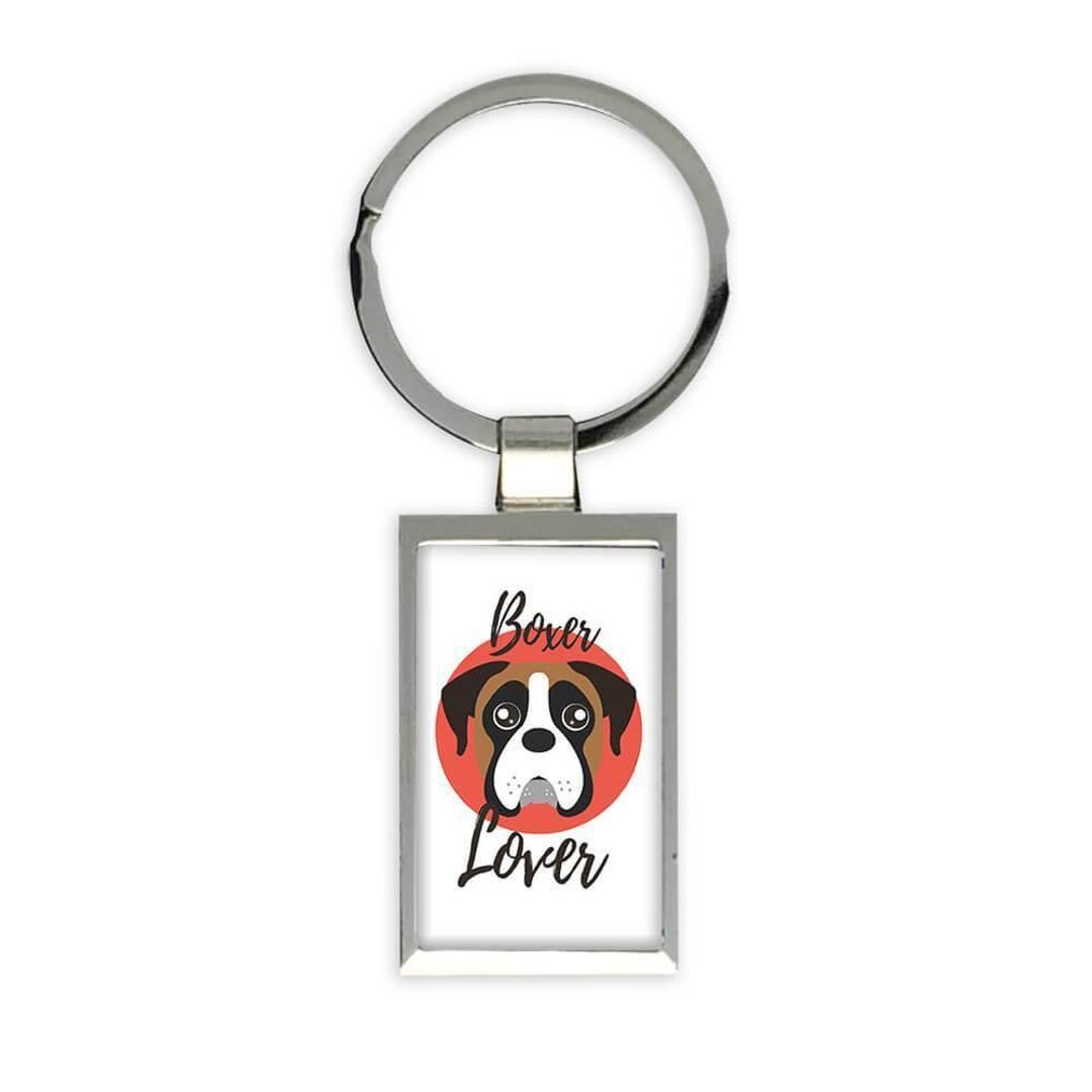 Boxer Lover Gift Rectangular Keychain Dog Cartoon Funny Owner Heart ...
