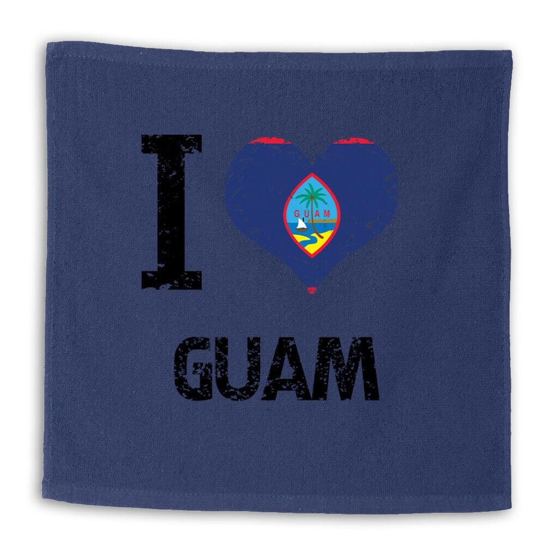 I Love Guam Rally Towel Cotton Square Gift Heart Flag Country Crest ...
